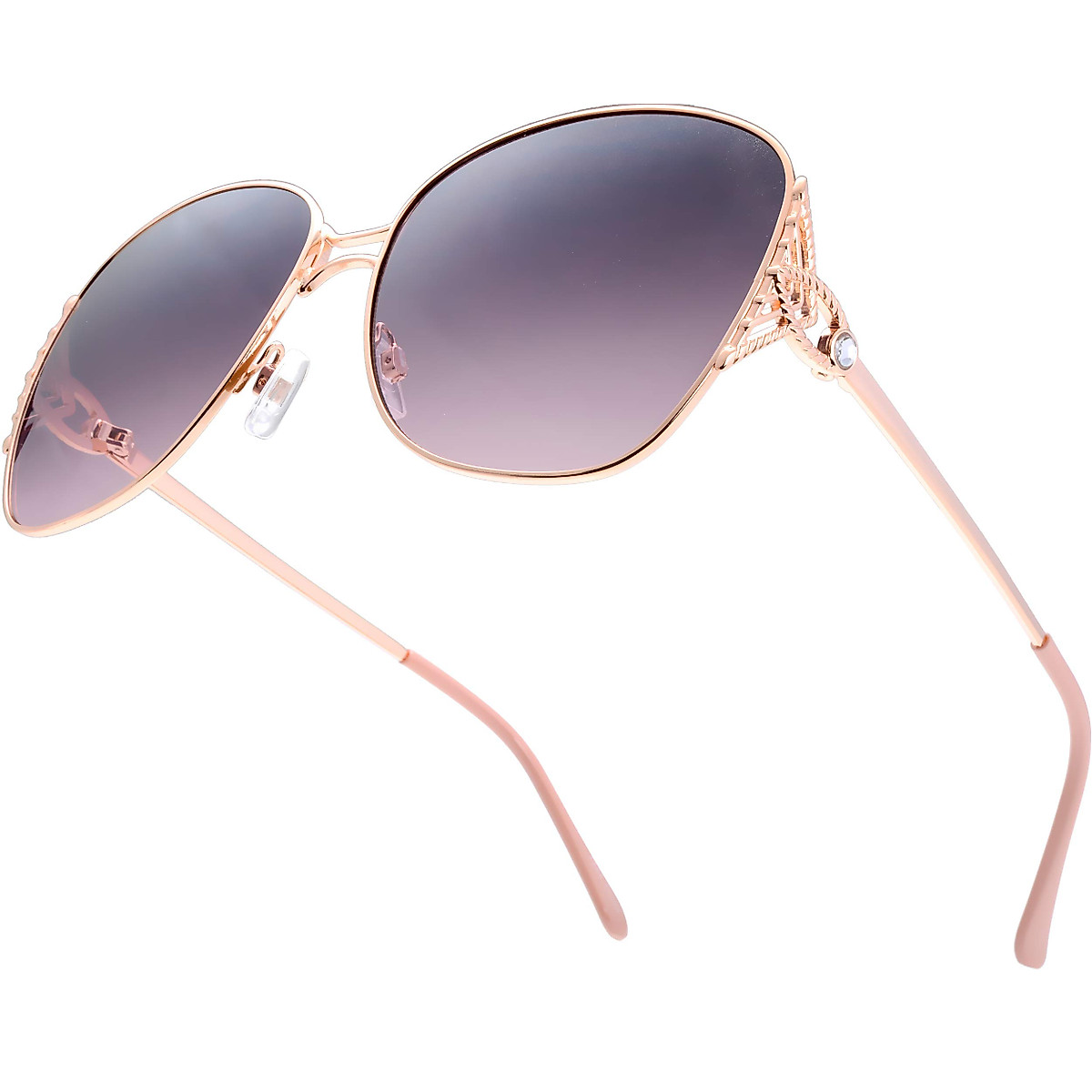 The Fresh Classic Crystal Elegant Women Beauty Design Sunglasses Gift Box (L153-Gold, Grey/Pink)