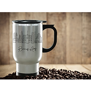 Buenos Aires Argentina Gifts and Souvenirs - Travel Mug with Handle and Lid - Buenos Aires Graduation Unique Drinkware - 14oz Travel Mug Steel - Best South America Long Distance Gifts & Student Gifts