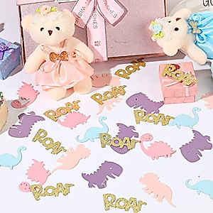 240 Pieces Girl Dinosaur Confetti Table Scatter for Dino Theme Birthday Party Cute Dinosaur Confetti Table Decoration Arts Crafts DIY Baby Shower Birthday Party Supplies Decorations for Little Kids