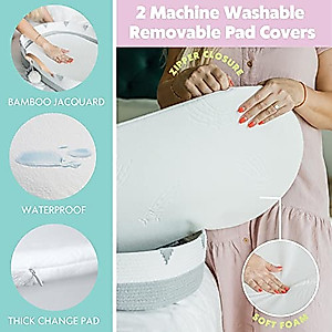 Vesta Baby Nursery Bundle - Matching Gray Cotton Rope Moses Changing Basket Set & Over The Door Hanging Organizer