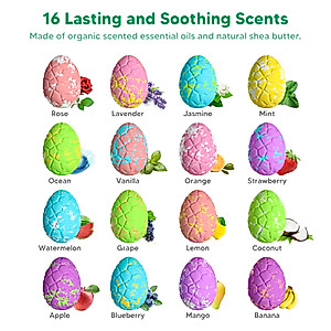 16 Pack Dinosaur Bath Bombs for Kids with Surprise Inside, Dino Bath Bombs with Toys Inside for Boys Girls Toddlers, Organic Kids Bath Bombs Bubble Bath Dinosaur Bath Toys Easter Birthday Gift Set