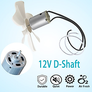 6’’ RV Vent Fan Motor & Fan Blade Replacement, 12V D-Shaft RV Vent Motor Compatible with Heng's, Elixir, Jensen, Jayco,Toyota Dolphin RV