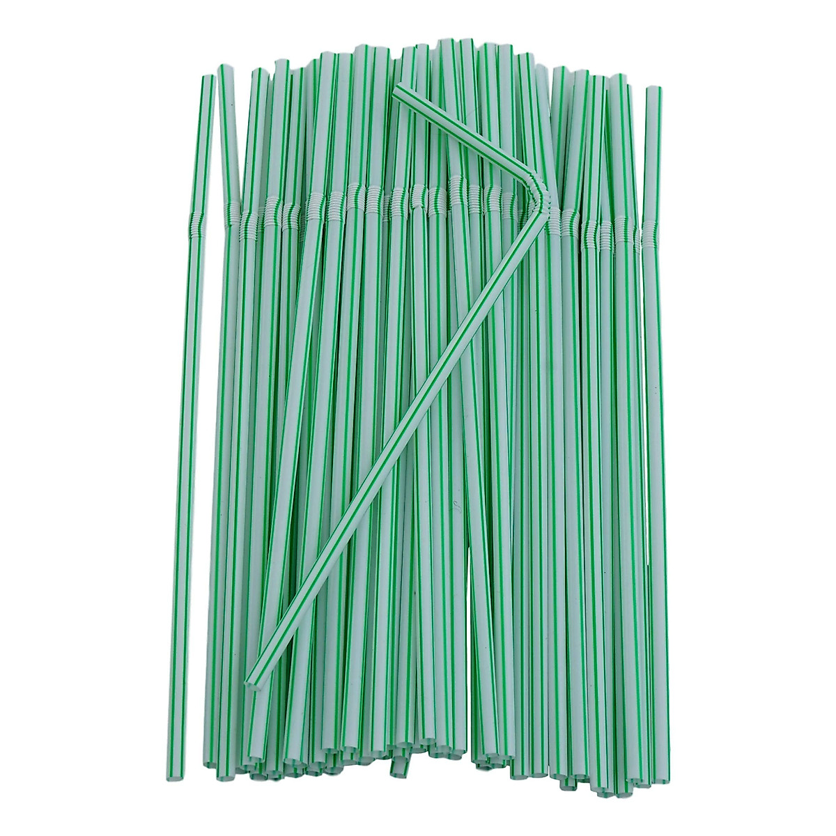 Flexible Plastic Drinking Straws (Assorted Classic Striped) Bendable Disposable BPA Free Bendy Straws