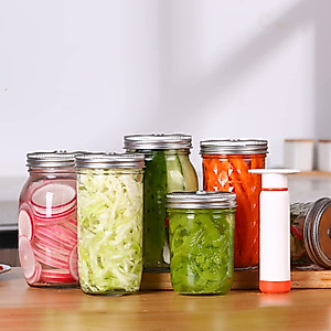 YARWELL Vacuum Lids for Wide Mouth Mason Jar (6 Lids + Pump)