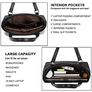 Laptop Tote Bag Womens Work Bags Purse Floral Teacher Handbag Shoulder Bag fit 15.6 in laptop