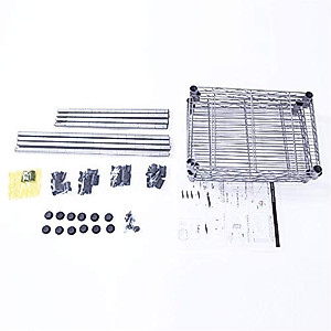 QXDRAGON 4-Shelf Adjustable, Heavy Duty Storage Shelving Unit (243 lbs Loading Capacity), Steel Organizer Wire Rack, Silver (14L x 10W x 32H)