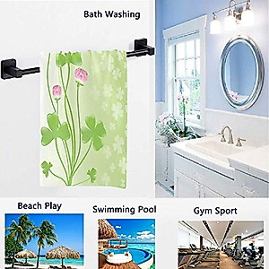 Naanle Stylish St. Patrick's Day Lucky Shamrock Clover Flowers Pattern Towel Soft Guest Hand Towels for Bathroom, Hotel, Gym and Spa (16" x 30")