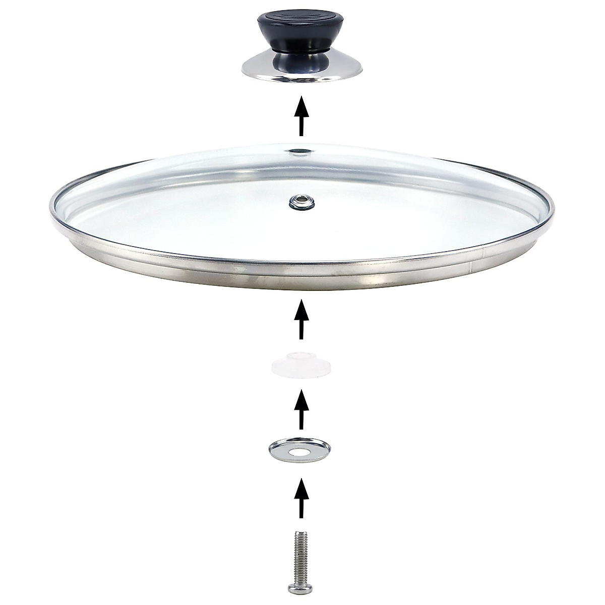 MY MIRONEY 8" Glass Lid for Pots with 2PCS Silicone Dish Scrubbers(Color Random), Clear Tempered Glass Round Lid Cover with Plastic Heat Resistant Handle for Frying Pan, Skillet, Cookwa