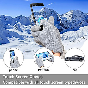 REACH STAR Womens Winter Warm Knit Beanie Hat Touchscreen Gloves Long Scarf Set with Soft Fleece Lined Skull Caps Neck Scarves Mitten 3 in 1 Set Gift for Women