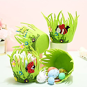 Non- Woven Felt Easter Egg Basket: Fabric Baskets 4Pcs Craft Felt Baskets for Easter Egg Hunts Party Decoration