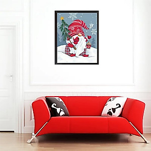 Christmas Gnome Stamped Cross Stitch Kits for Adults, Christmas Gnome Counted Pattern Needlepoint Kits Crafts Dimensions Cross-Stitch Stamped Kits Embroidery Kits Arts Craft Kits for Wall Art Gift