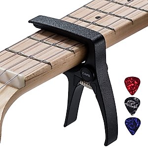 Mini 4 String Guitar Capo, Professional Ukulele Capo for Soprano Tenor Concert Ukuleles Banjos Mandolin(BLACK)