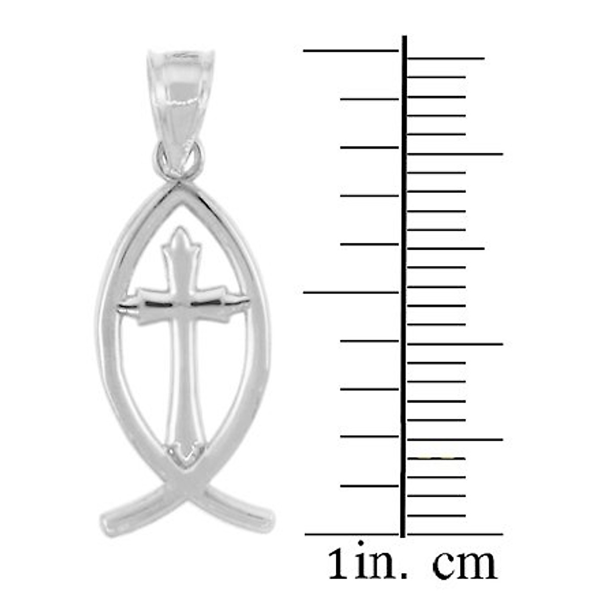 925 Sterling Silver Jesus Cross Charm Ichthus Christian Fish Pendant
