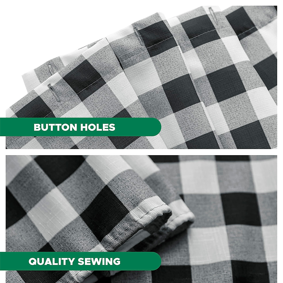 Biscaynebay Textured Fabric Shower Curtains 72" X 72", Black & White Printed Checkered Linen Modern Hotel Luxury Quality Cloth Bathroom Curtains Machine Washable