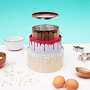 Suck UK Cake Boxes Cake Container & Cookie Tins With Lids For Gift Giving Nesting Cake Storage Container With Tiered Design Cupcake Cookie Jar For Kitchen Decor Baking Gifts Set of 3