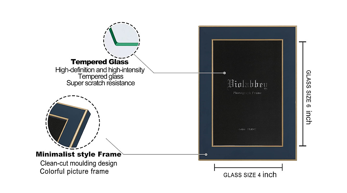 VIOLABBEY Navy Blue 4x6 Picture Frames - Set of 2