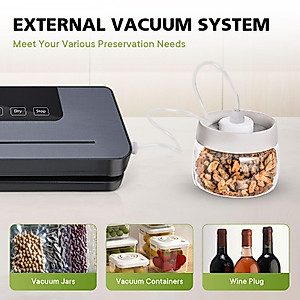 Imfriy Food Saver Vacuum Sealer Machine, Vacuum Sealer for Food Storage with Cutter Can Vacuum Dry, Wet, Crunchy and Soft Foods Vacuums Bags, Jars and Lids if you have Vacuum hose.