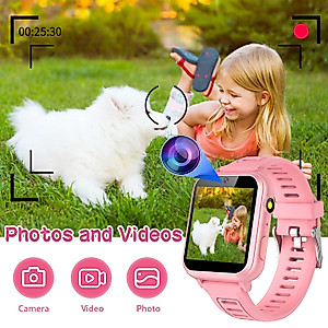 METYYP Smart Watch for Kids,Kids with 24 Puzzle Games Dual Cameras Pedometer 1.54inch HD Touch Screen Music Alarm Clock Video Recorder Flashlight,Kids Watches Toys Birthday Gift for Age 3-12