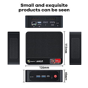 Beelink Mini PC, AMD Ryzen 5 5560U(6C/12T, Up to 4GHz), 16GB DDR4 RAM 1TB M.2 2280 NVMe SSD, Mini Desktop Computer Support 4K@60Hz Triple Display/WiFi 6/BT 5.2/USB-C