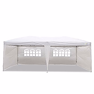 GOUTIME 10x20 Feet Ez Pop Up Canopy Instant Tent Shelter with 4Pcs 10Ft Removable Sidewalls for Outdoor Christmas Party Events