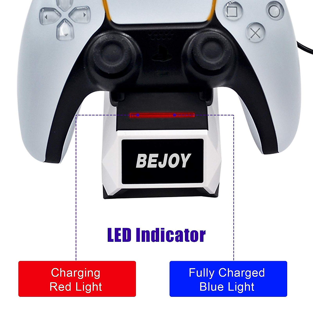 BEJOY PS5 Charging Station, PS5 Controller Charger with Analog Stick (4PCS), Fast Charging Dock with AC Adapter for Sony Playstation 5 DualSense Controller