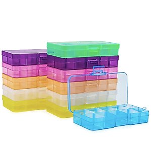 Nsmykhg Plastic Storage Box,12 Pack 10 Grids Small Plastic Storage Box Case Container Snackle Box Mini Tackle Box Container Jewelry Organizer for Beads, Tackle Box, Fishing Hooks, Bobs, Buttons