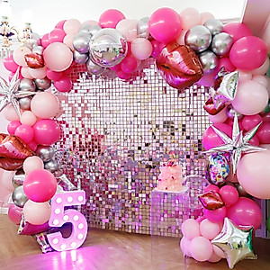 RUBFAC 87pcs Hot Pink Balloons Different Sizes 18 12 10 5 Inches Premium Magenta Pink Latex Balloons for Valentine's Day Girl Birthday Party Wedding Bridal Shower Baby Shower Garland Arch Decorations