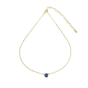 B. BRILLIANT Blue Necklaces for Women Yellow Gold Flashed Sterling Silver Royal Crystal Solitaire Chokers for Bridesmaids Fashion Trendy Summer