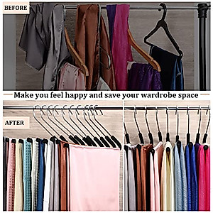 Open Ended Pants Trousers Hangers Foam Coated Pant Hangers Plating Non Slip Anti Rust Chrome Metal Hangers for Closet Easy Slide Pant Jeans Slacks Towel Skirt Organizer, Black (20)