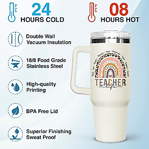 Teacher Gifts For Women - Teacher Appreciation Gifts From Students - Christmas Gifts for Teachers - Teacher Gifts For Birthday, Appreciation Week, Back To School - Teacher Valentine Gifts Tumbler 40Oz