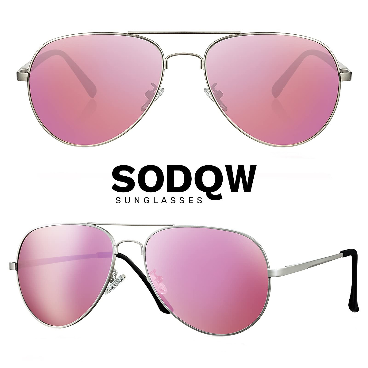 SODQW Aviator Sunglasses for Women Men Oversized with Metal Frame, Mirrored Polarized Aviator Sunglasses with UV Protection