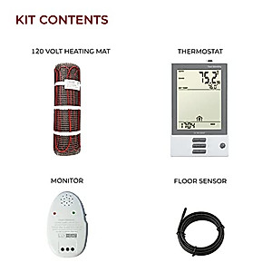 LuxHeat 30 Sqft Mat Kit, 120v Electric Radiant Floor Heating System for Under tile, Stone and Laminate. Kit Includes Alarm, Heated Floor Mat, OJ Microline Programmable Thermostat with GFCI & Sensor