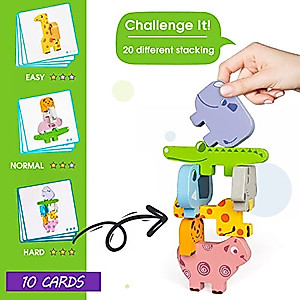 Montessori Toys for 2 3 4 Year Old, 10pcs Wooden Animal Blocks Sorting & Stacking Toys for 2-4 Year Old Toddlers Girl Boy Gifts, Kids Preschool Educational Toys Fine Motor Skills Learning Games