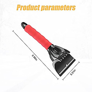 Ice Scraper for Car Windshield, Snow and Frost Removal for Auto Window, No Scratch Winter Cleaning Tool, ABS Body with Foam Handle, Car Exterior Accessories Universal for Car, Truck, SUV (Red)