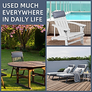 Rasugarlary Headrest Pillow for Patio Chaise Lounge Chair, Outdoor Chaise Pillows with Adjustable Elastic Stripe Head Resting Pillows for Recliner Office Chair, Dark Gray