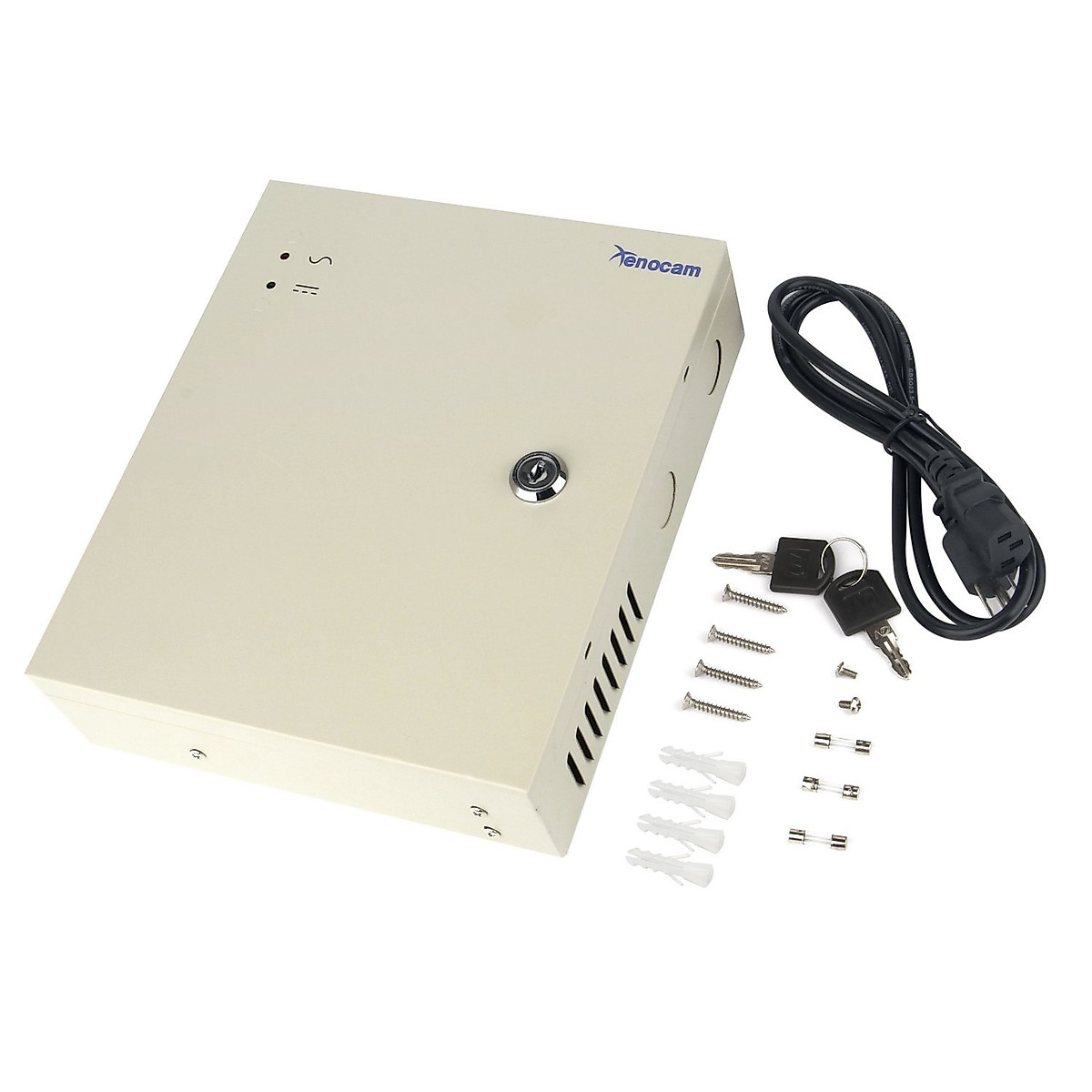 Xenocam 16 Channel Port 12V DC 10 Amp Amper with Glass Fuse Distributed Power Supply Box for CCTV DVR Security System and Camera or IP Cameras