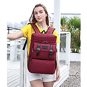 YALUNDISI Vintage Backpack for Men Women Laptop Backpack Bookbags College Backpack Red 16 inch