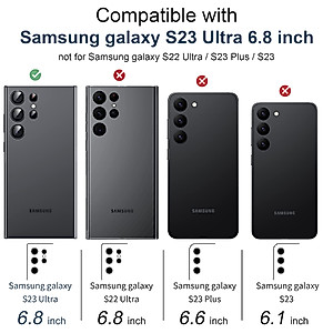 Hoerrye for Samsung Galaxy S23 Ultra Camera Lens Protector, Case-Friendly, 9H Tempered Glass Anti-Scratch, Space Titanium Military-Grade Protection Circle, Removal Tool (Black)