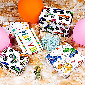 ZHULUOJI Gift Wrapping Paper Birthday Cartoon Wrapping Papers for Kids Birthday Gift Wrap 12 Sheets Folded Flat Gift Wrap Paper, 19.7 X 27.6 Inch Per Sheet