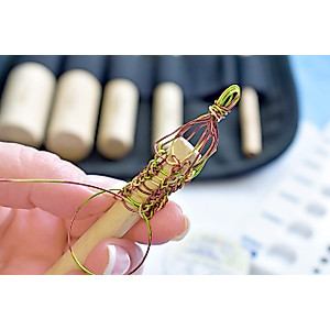 Artistic Wire Wooden Mandrel Set Jewelry Making Kit - 6 Sizes from 1/4"-1" Dowels in Convenient Storage Case, Bracelet Jig, Ring Making & Wire Wrapping for Viking Knit Bracelet Projects