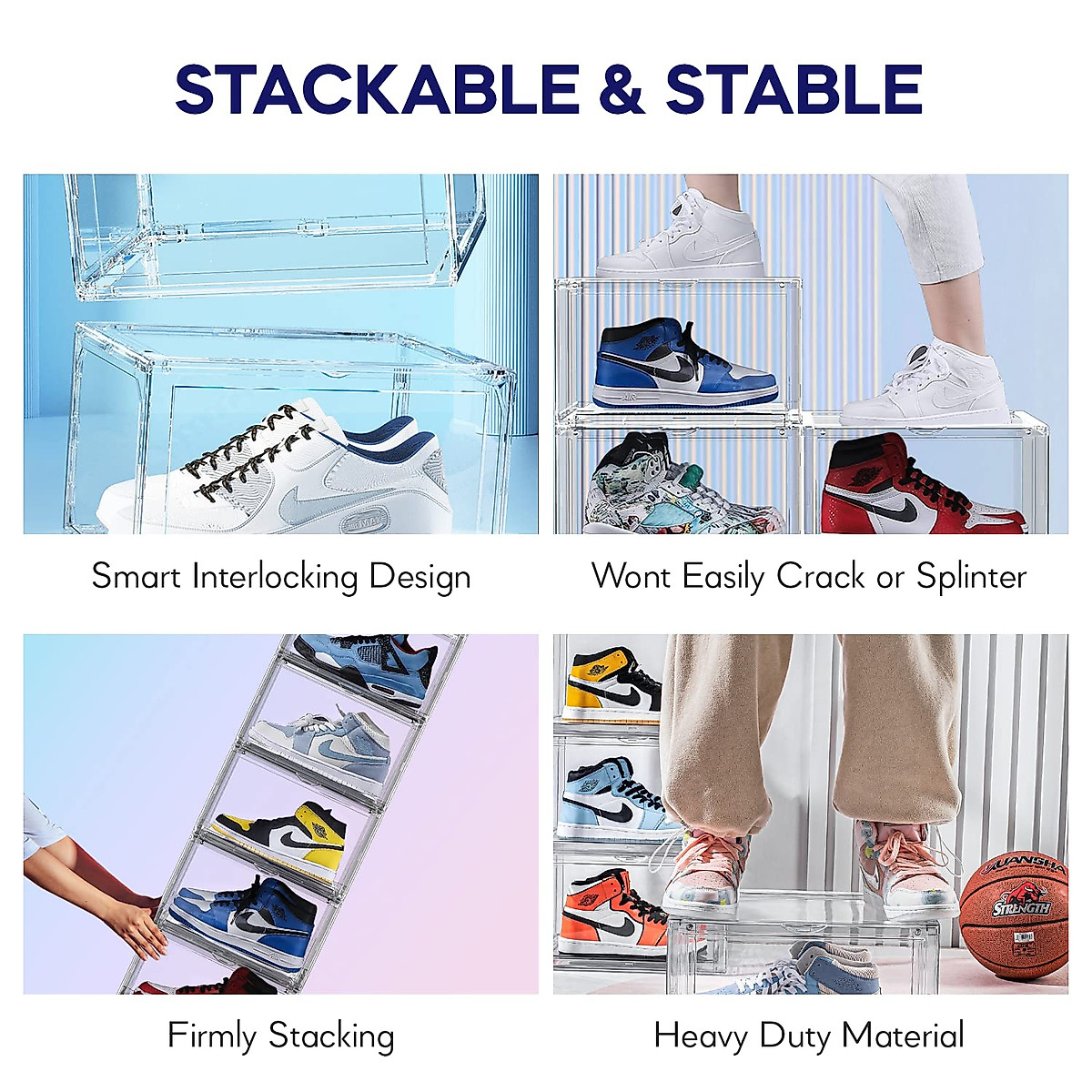 SneakerView Clear Shoe Box – 360° Clear Plastic Stackable Sneaker Storage Organizer For Sneakerhead. Professional Acrylic Shoe Display Case Men Size 15 X LARGE TYPE A