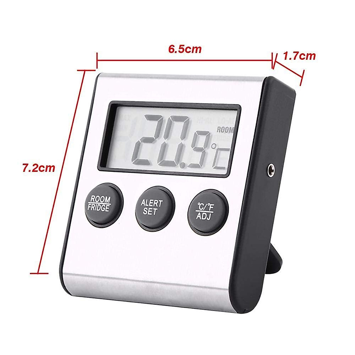 Digital Refrigerator Thermometer LCD Alarm Fridge Temperature Monitor Mini Battery Powered Freezer Room Thermometer with Max/Min Temperature Records