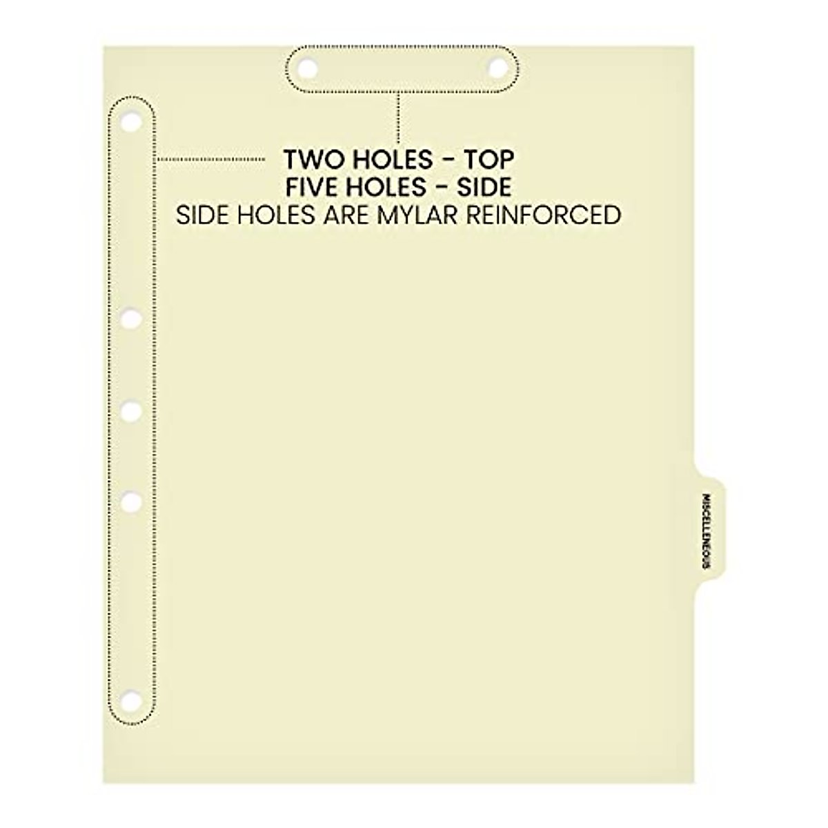 Individual Chart Divider Sheets Used to Build Chart Divider Sets for Medical Practices, 1/6th Cut, Tabs on Side, Position: #5, Text: Miscellaneous, Color: Clear (Pack of 100)