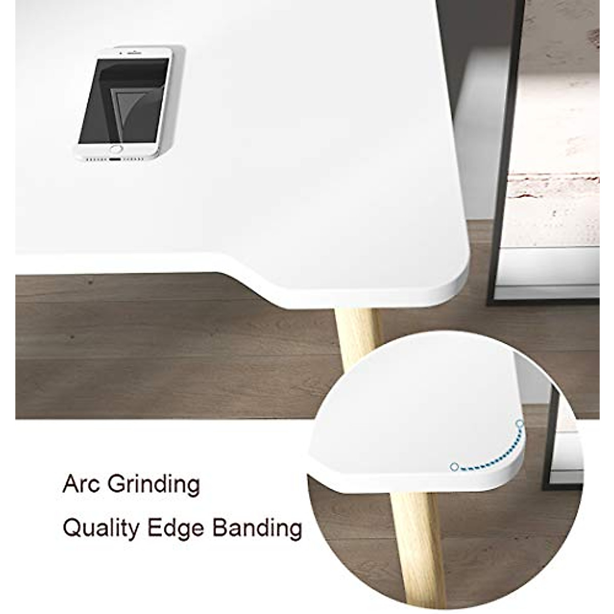 Modern Simple Style Computer Desk,Solid Wood Ergonomic Writing Table Workstation,Pc Laptop Study Writing Desk Workstation for Home Office