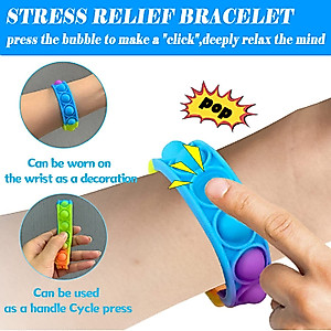 Tomoin Pop Bracelet Fidget Toy, 20Pcs Multi-Color Bracelet Popular Wristband Fidget Watch is Suitable for Children and Adults Stress and Anxiety Relief Wristband (20 PCS)(pop toy)