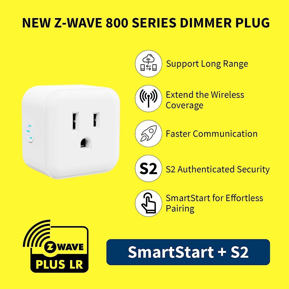 Minoston Z-Wave Plus Outlet, Mini Plug in Socket, 15A, Z-Wave Hub Required, Built-in Repeater/Range Extender, Work with SmartThings, Wink, Alexa, Google Assistant, FCC & ETL Listed(MP21Z)