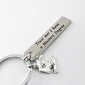 Meiligo Graduation Gift Jewelry College Grad Gift Keychain Trust me I Have a Masters Degree Keychain Masters Degree Gift for Her and Him (Masters Degree Keychain)