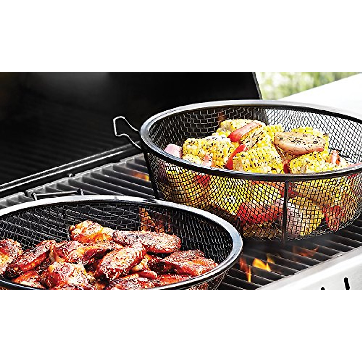 Outset QD85 Grill, 1 EA, Black Chef's Outdoor Basket and Skillet