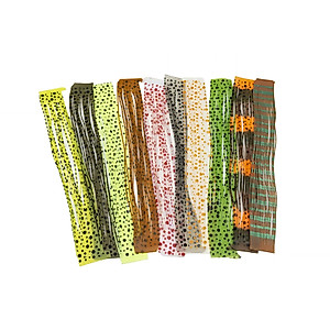 20Pc 10Colours Fishing Jig Lures Mixed Colors DIY Silicone Whole Sheet Skirts for Jig Lures Regular Skirt Colours with Fly Tying Material Free Rubber Band CMB10#