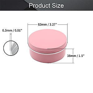 Fielect 6 Pcs Aluminum Round Cans with Lid, 5 Oz Metal Tins Food Candle Containers with Screw Tops for Crafts, Food Storage, DIY Pink 150ml